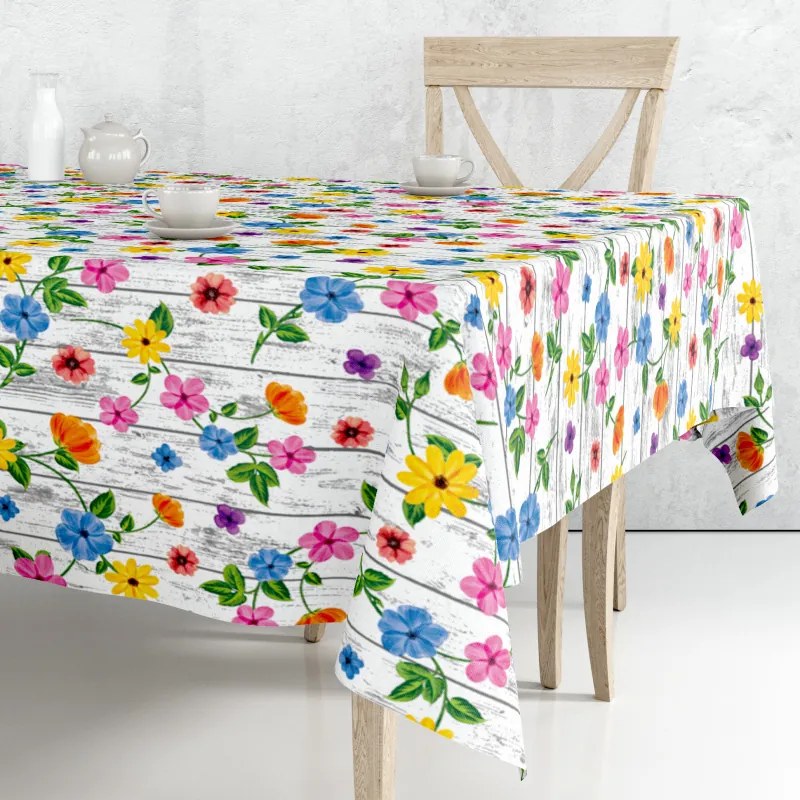 Ubrus PVC M-200A - Barevné květy, Role 140cm x 20m