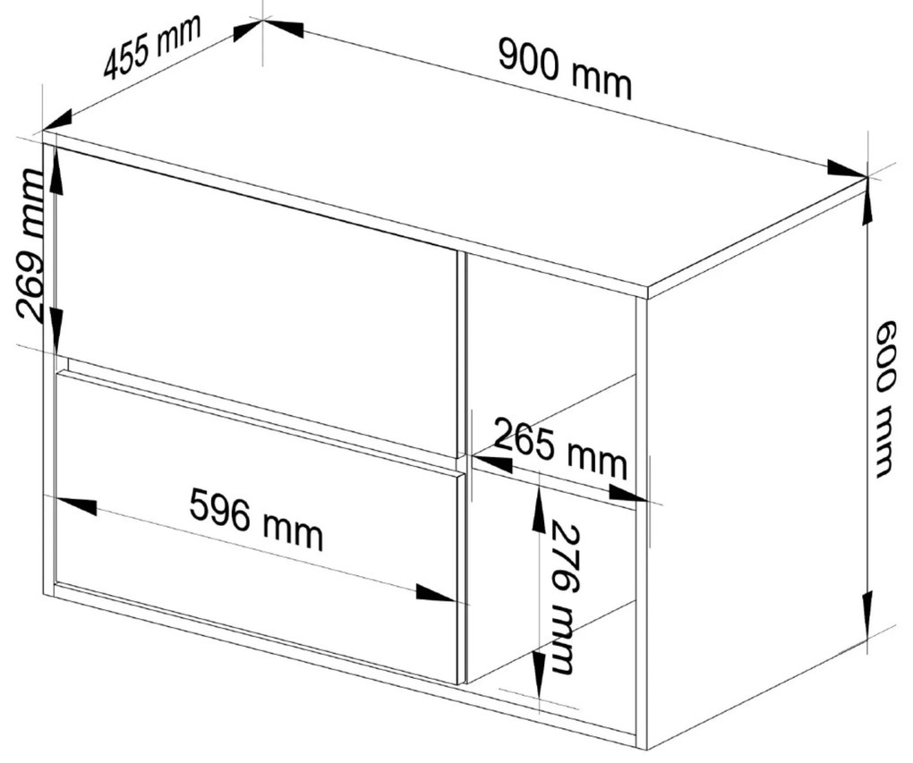 Závěsná skříňka pod umyvadlo VAMI 90 cm - výběr z 2 provedení