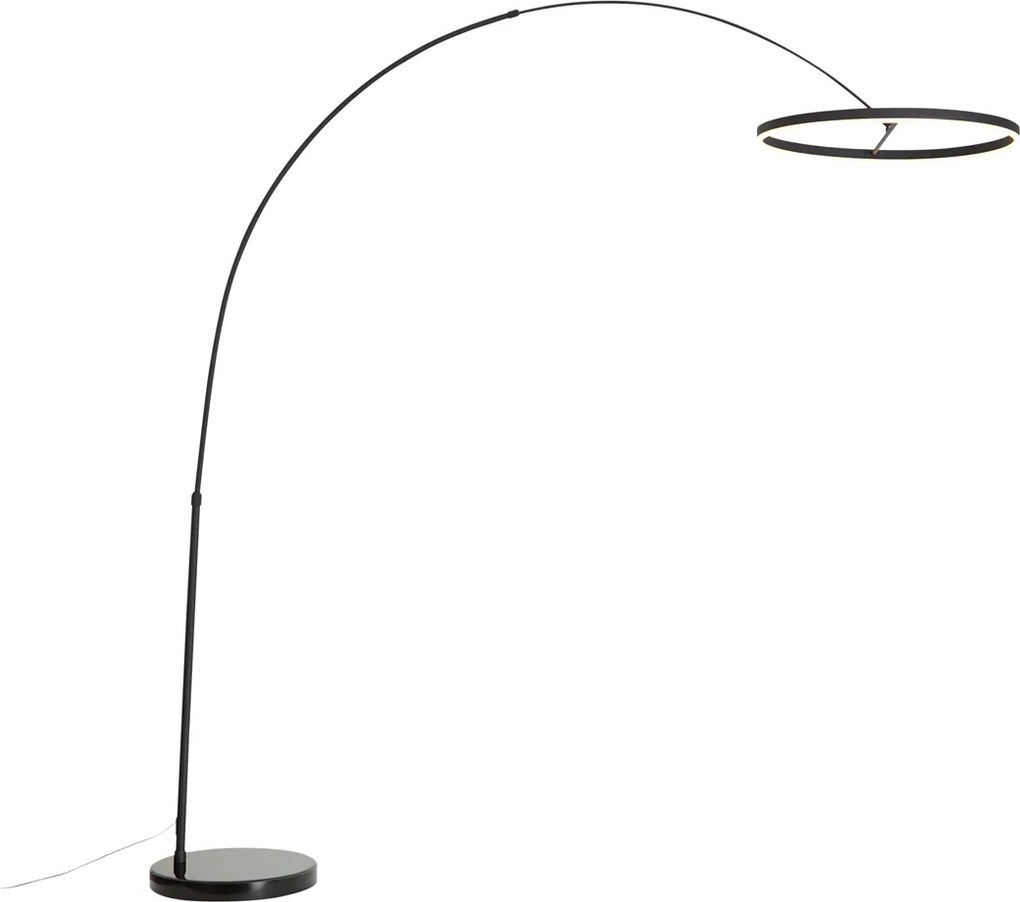 Designová oblouková stojací lampa černá vč. LED s 3-stupňovým stmíváním - Anello