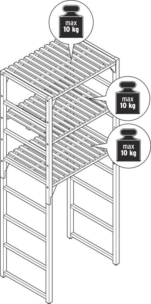 Tchibo - Regál nad pračku z masivního dřeva - barva: hnědá