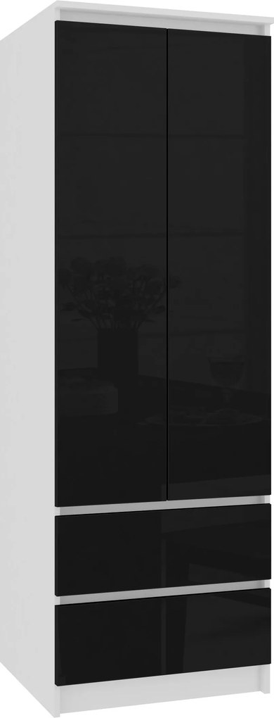 Šatní skříň Suman (bílá + černý lesk). 1068944