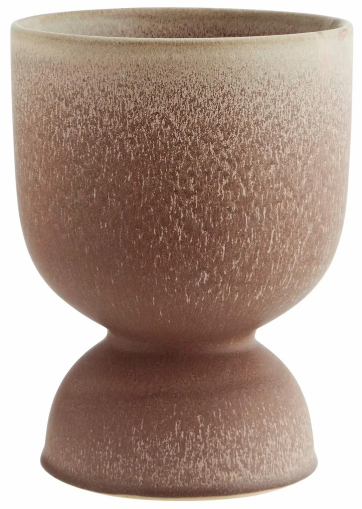 MADAM STOLTZ Kameninový květináč Brown Powder Round 23 cm, béžová barva, hnědá barva, keramika