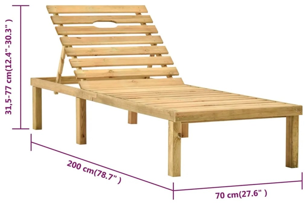 vidaXL Marketos Zahradní lehátko impregnované borové dřevo