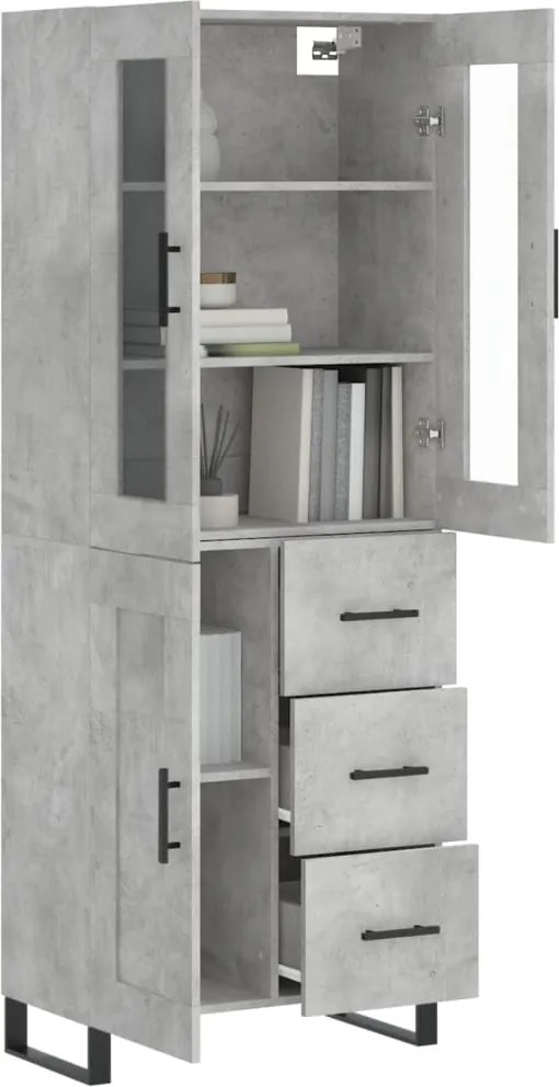Skříň highboard betonově šedá 69,5x34x180 cm kompozitní dřevo 3198685