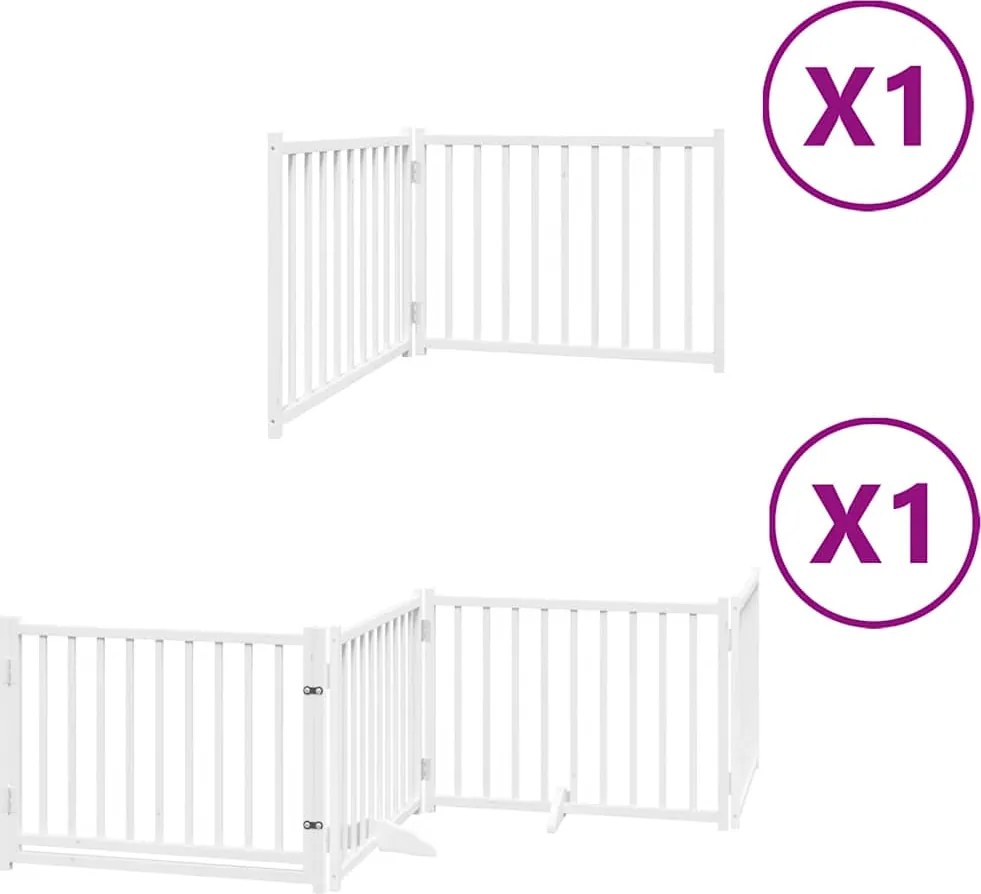 Zábrana pro psy s dvířky skládací 6 panelů bílá 480 cm topol 3155729