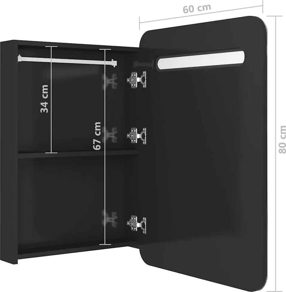 LED koupelnová skříňka se zrcadlem zářivě černá 60 x 11 x 80 cm 326504