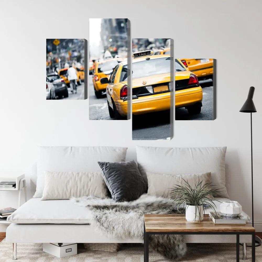 Vícedílný obraz Taxíky V Ulicích New Yorku Nedostatek Nedostatek Plátno Canvas 240x150