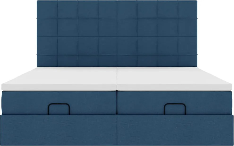 Osmanský rám postele s matracíes modrá 180x200cm textil 3313698