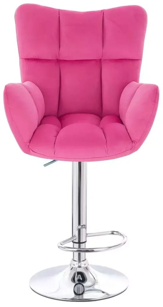 LuxuryForm DESIGN Barové křeslo AURORA VELUR na stříbrné kulaté podstavě – tmavě růžové