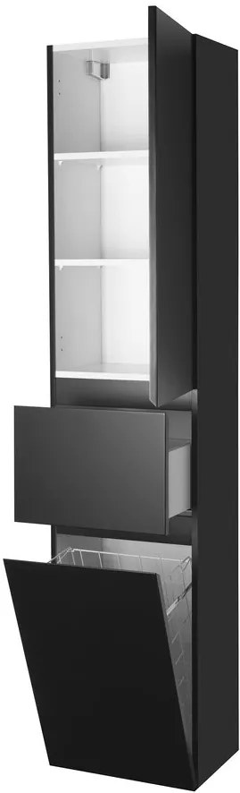 Aqualine Aqualine, ALTAIR vysoká skříňka s košem 40x184x31cm, černá mat, pravá, AI685R