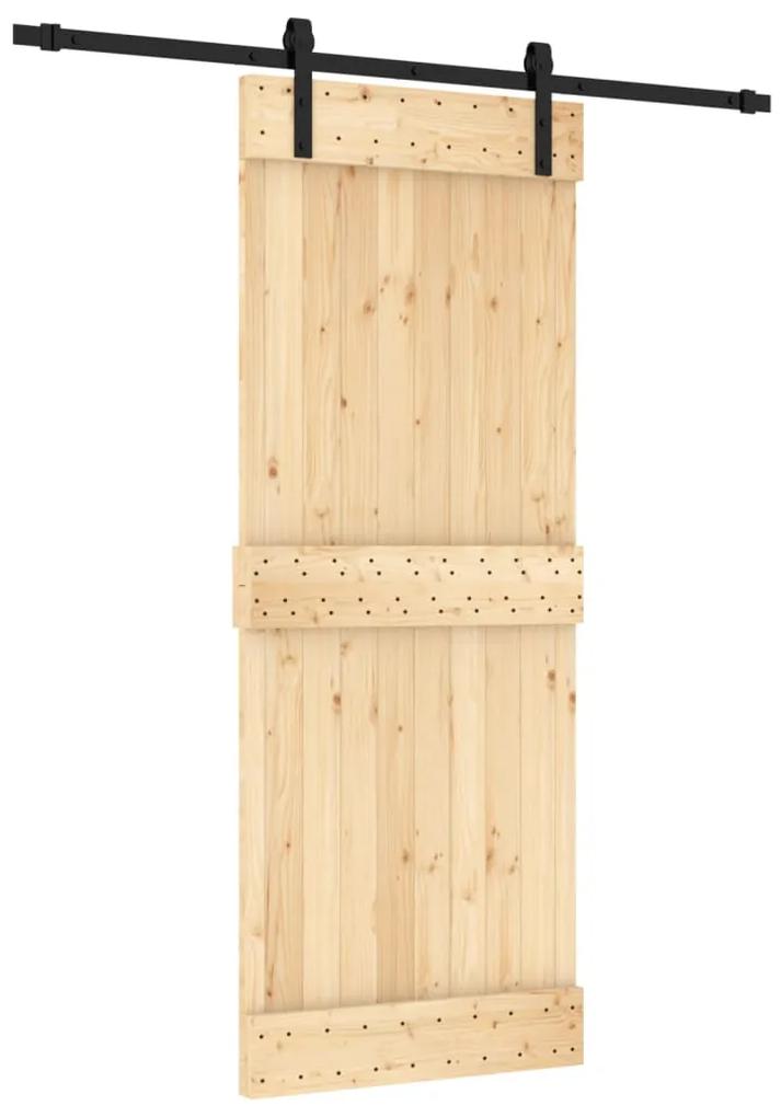Posuvné dveře s kováním 80 x 210 cm masivní borové dřevo,  3202972