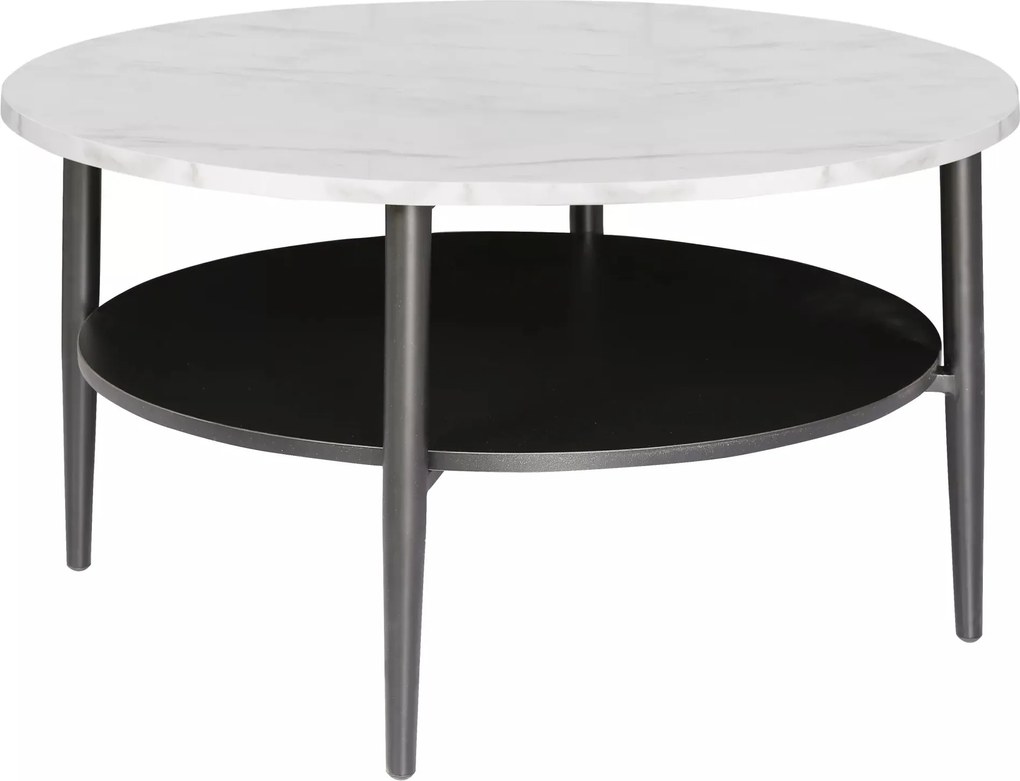 Konferenční stolek Ella 80 cm bílý mramor/černý