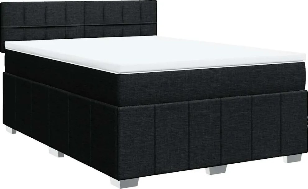 Box spring postel s matrací černá 140x200 cm textil 3287093