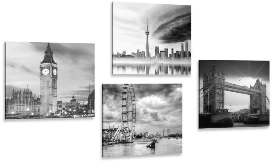 Set obrazů temnota nad městem