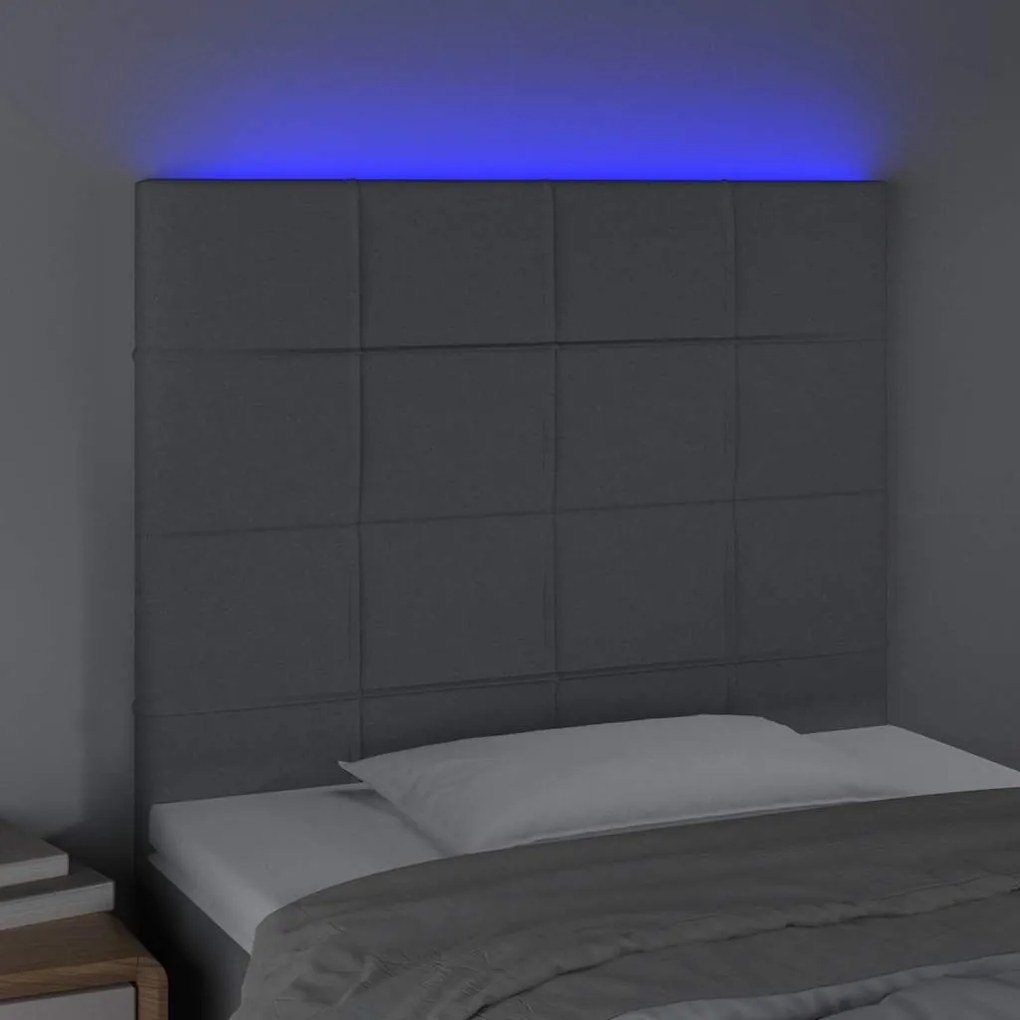 Čelo postele s LED světle šedé 100x5x118/128 cm textil 3122414
