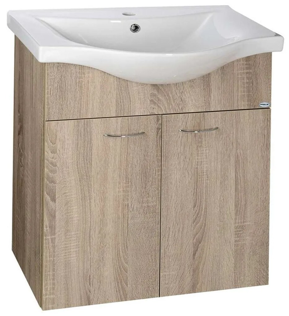 Aqualine Keramia Fresh - Umyvadlová skříňka 61x74x34 cm, dub platin 50065