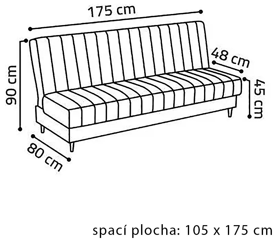 Pohovka KLARA MINI | 175 cm | rozkládací + úložný prostor | VÝBĚR TKANIN