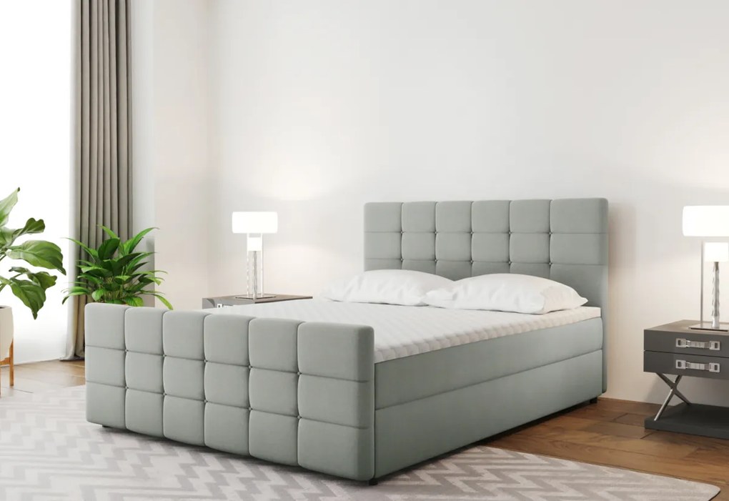 Čalouněná postel boxspring MARIN + topper, 180x200, jasmine 34