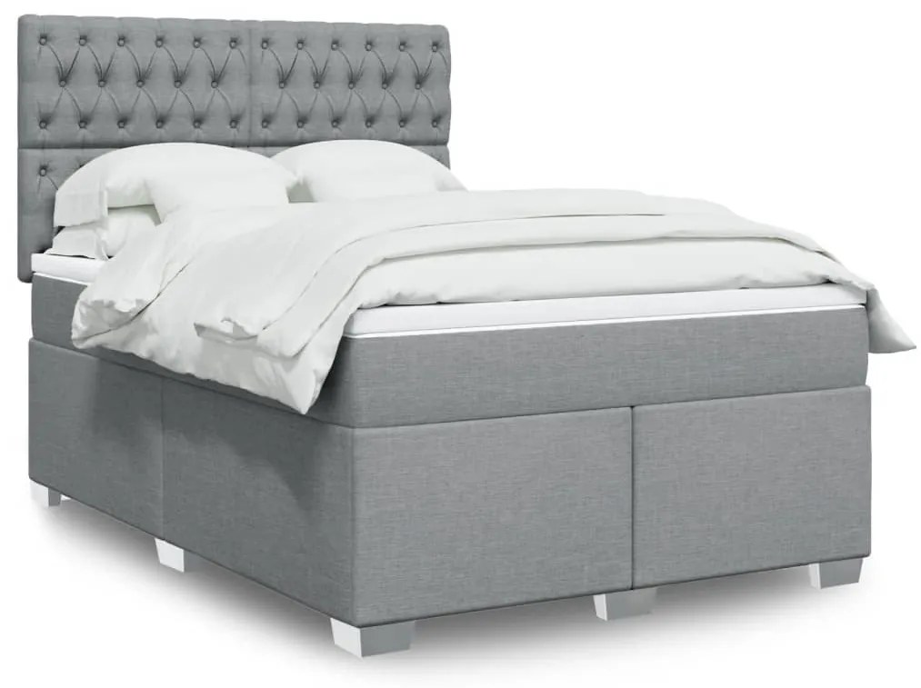 Box spring postel s matrací světle šedá 140 x 190 cm textil 3290490