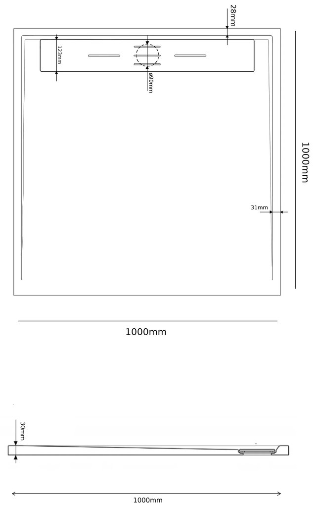 Erga Almac, SMC sprchová vanička 100 x 100 x 3 cm, bílá, ERG-GMA-AL-100100
