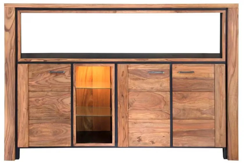 Massive home | Široká komoda BANDUNG masiv sheesham 180/120/40 cm vč. LED - VÝPRODEJ