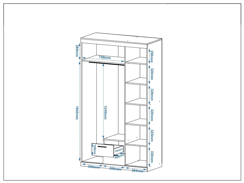 Vomaks unit, s.r.o. Šatní skříň III "MONIKA" Barva: dub tacho