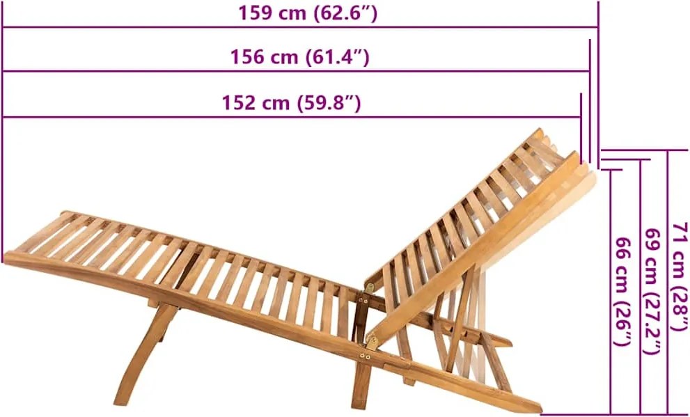 Zahradní lehátko masivní teak 316151