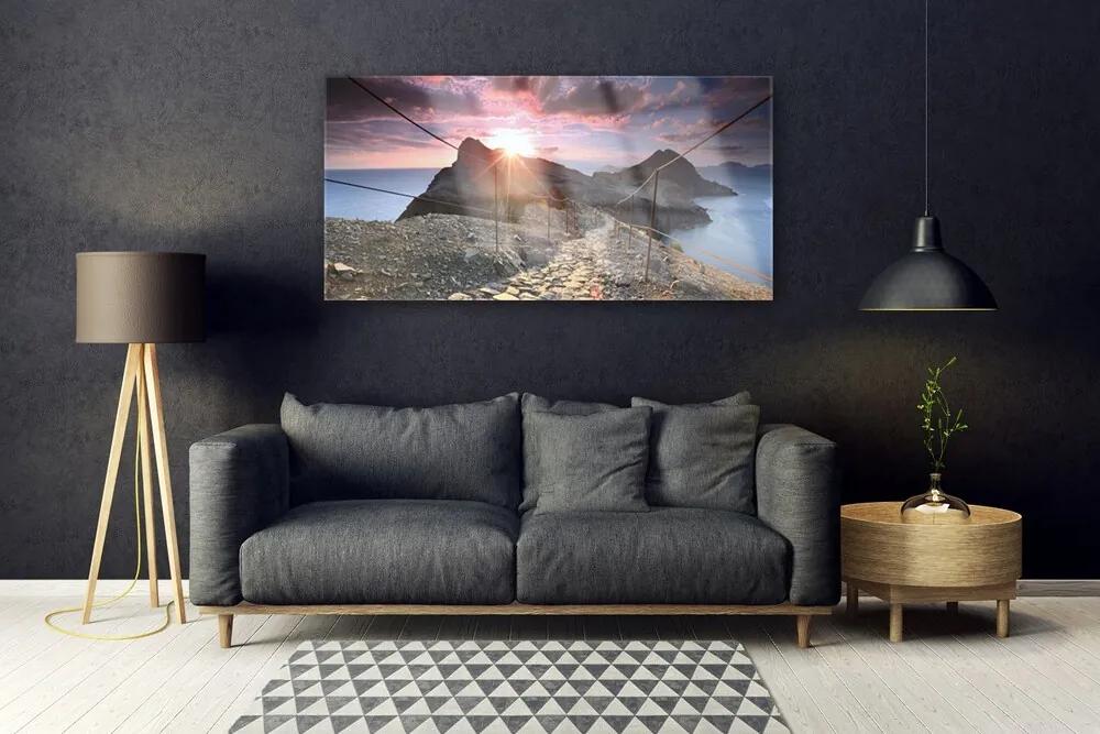 Plexisklo-obraz Hory Stezka Útes Západ 120x60 cm