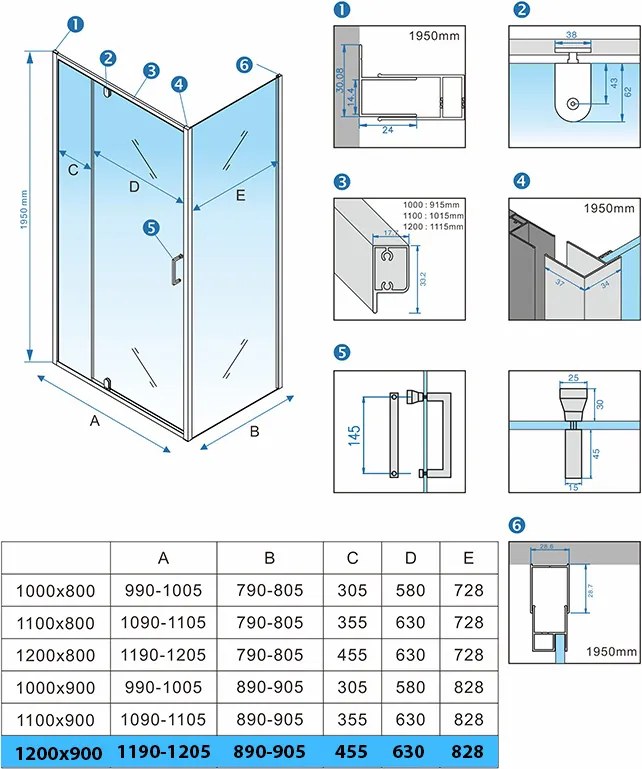 BPS-koupelny Obdélníkový sprchový kout ZES KZ07C BL 120x90 černá/transparent - bez vaničky