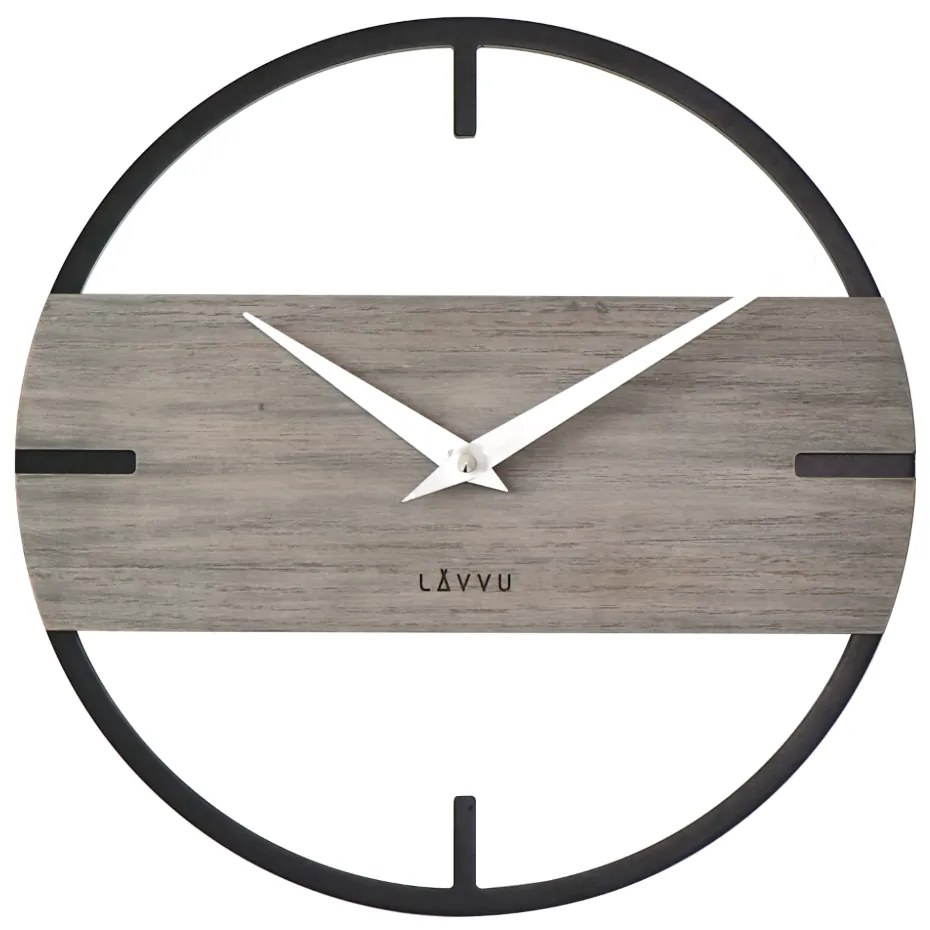 LAVVU Nástěnné stylové dřevěné hodiny LOFT v industriálním vzhledu ⌀35cm LCT4011