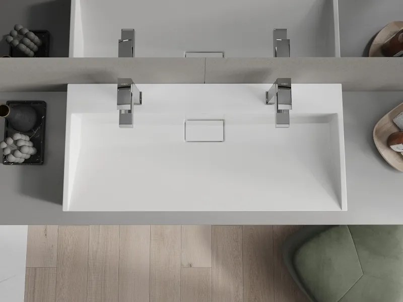 Mexen Ava umyvadlo na desku z konglomerátu 2/O 100 x 46 cm, bílá - 23011002
