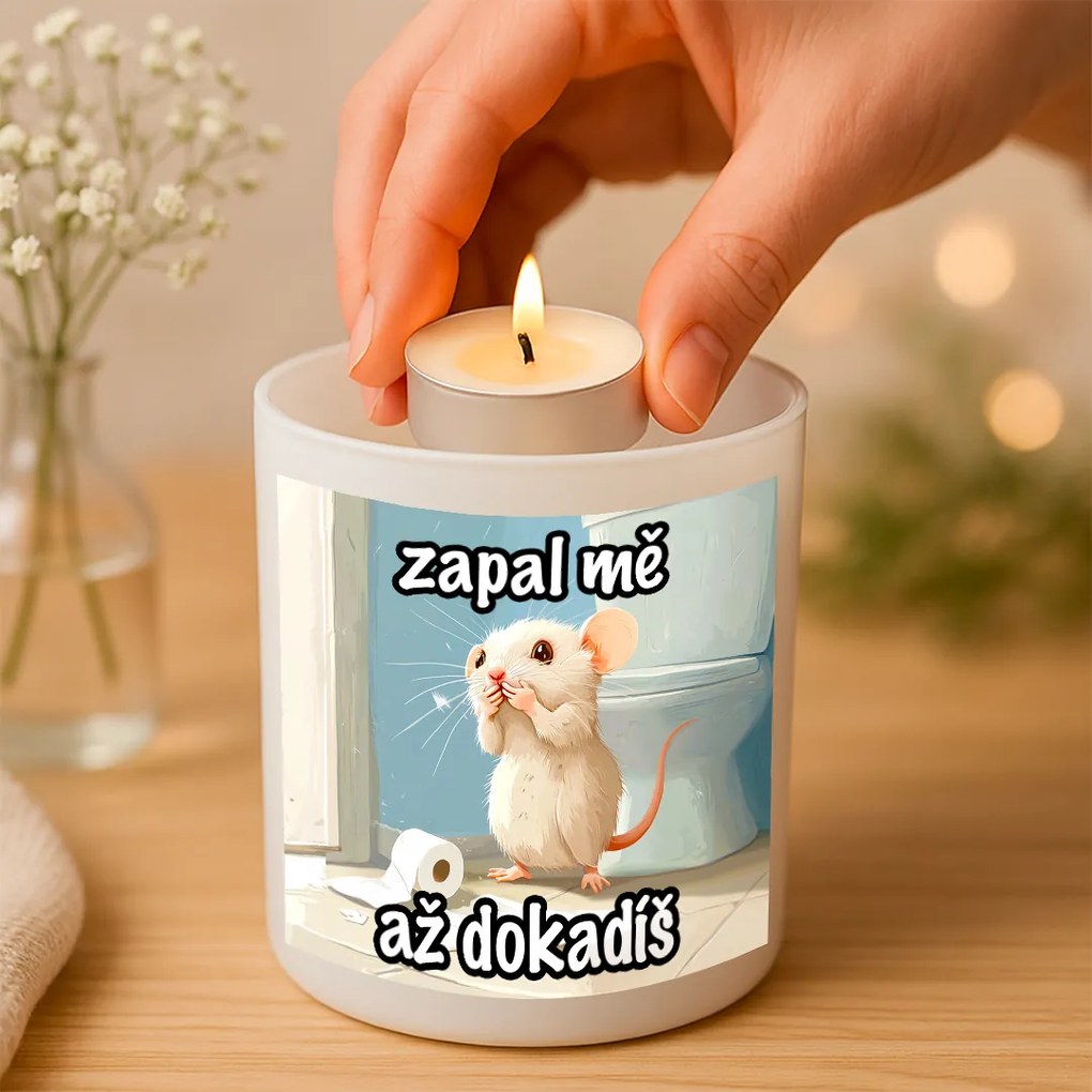 Ahome CZ Originální skleněný svícen Zapal mě až dokadíš