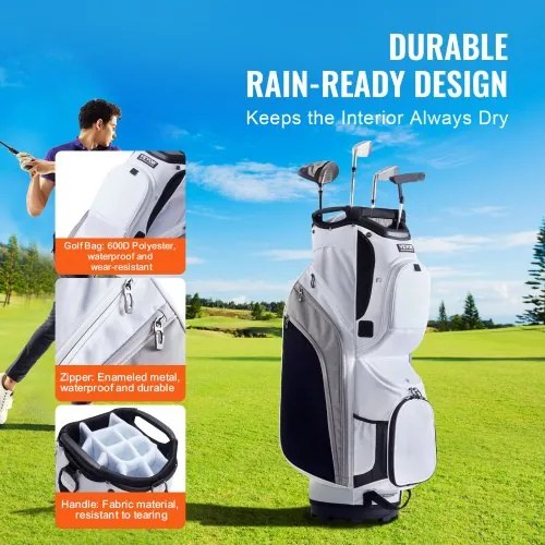 91,4 cm taška na golfový vozík 14cestný organizér Dělič Top 13 kapes Bílý nylon