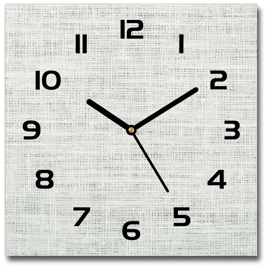 Wallmuralia Skleněné hodiny čtverec Lněné bílé plátno 30x30 cm