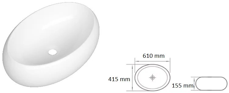 Gamma Figa, umyvadlo na desku 610x415x155 mm, bílá lesklá, GMA-UC-FIGA