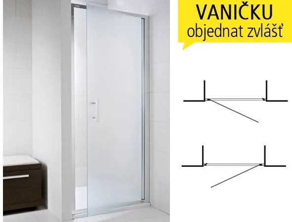 Cubito pure sprchové dveře jednokřídlé  80 cm (765-795mm) profil:stříbro, výplň:arctic, JIKA