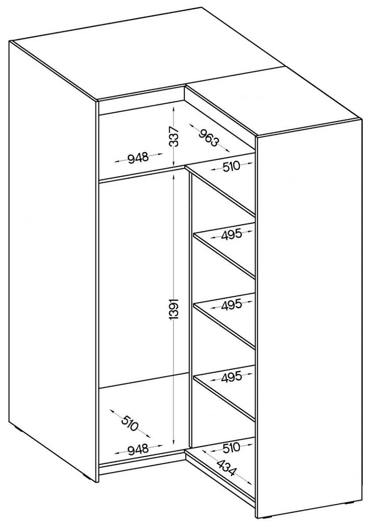 FN Skříň Enja 2D rohová dub lefkas