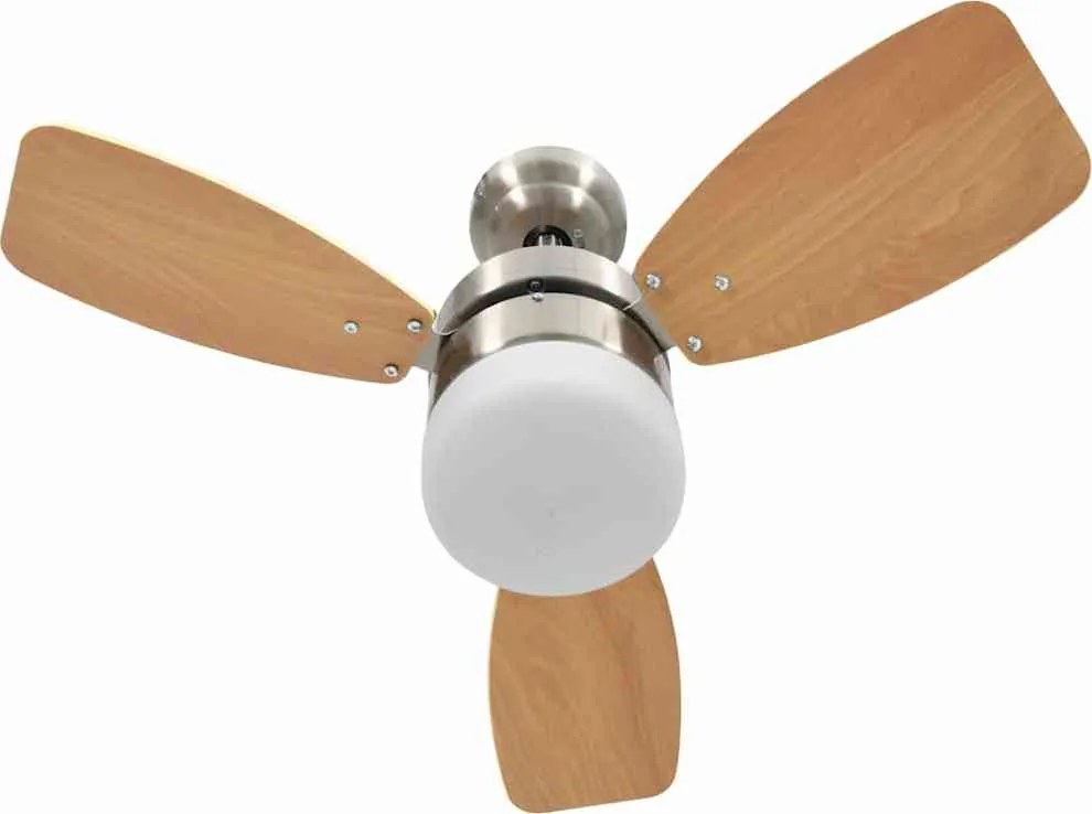 vidaXL Stropní ventilátor světlo a dálkový ovladač 76 cm světle hnědý [51493] Barva: tmavě hnědá