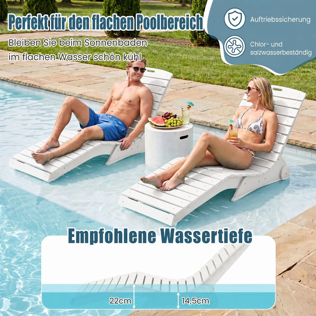 Costway Lehátko z HDPE Ergonomické zahradní lehátko ve tvaru S Plážové lehátko
