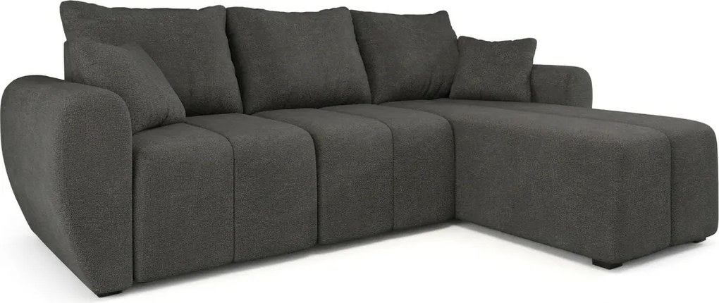 Rozkládací oboustranná sedací souprava do L SEVIO 246x145 cm, tmavě šedá + 2 polštářky ZDARMA