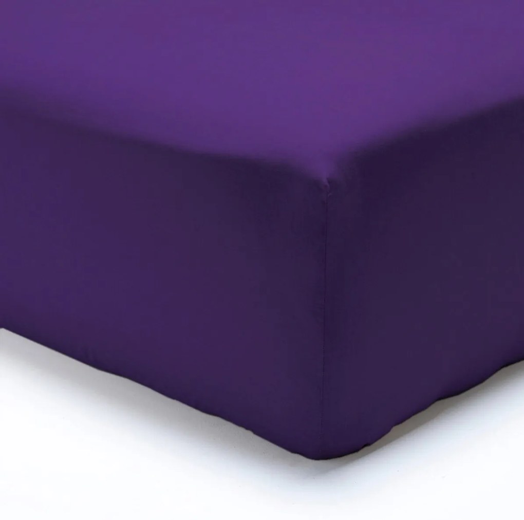 Polášek Jersey prostěradlo na vysokou matraci (až 30cm), 180x200cm, na dvoulůžko, tmavě fialové