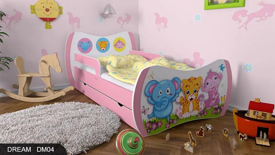 Dětská postel Dream vzor 04 160x80 cm růžová