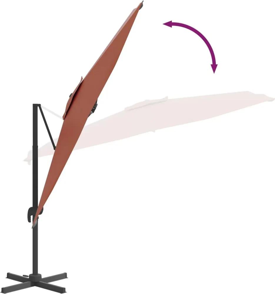 vidaXL Konzolový slunečník s LED terakotový 400 x 300 cm [319934]