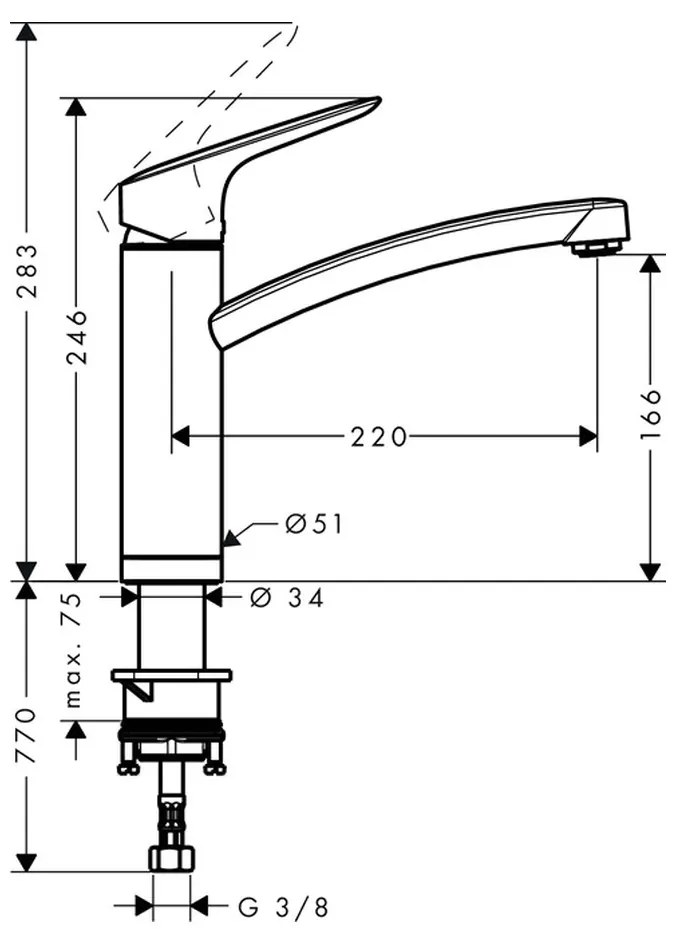 Hansgrohe Logis M31, kuchyňská páková baterie 160 1jet, instalace před okno, chromová, HAN-71833000