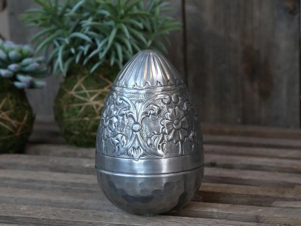Chic Antique Dekorativní kovové vajíčko Reims Egg, stříbrná barva, kov