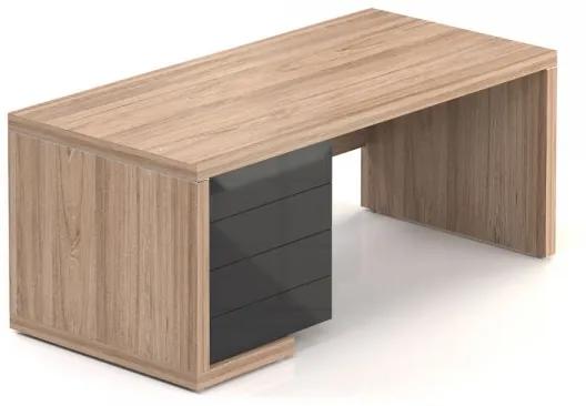 Stůl Lineart 180 x 85 cm + levý kontejner jilm světlý / antracit