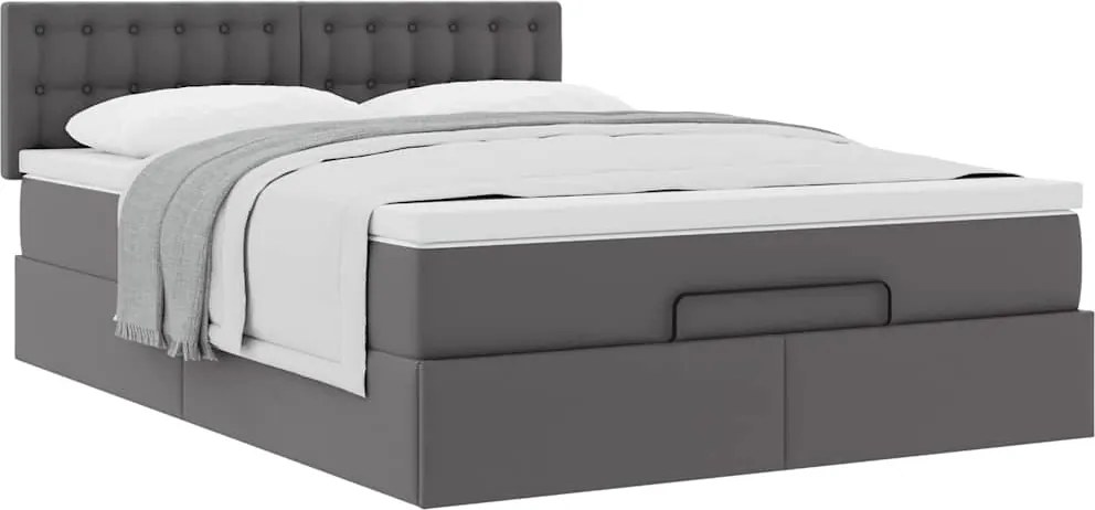 Osmanský rám postele s matrací šedá 140x190cm umělá kůže 3311306