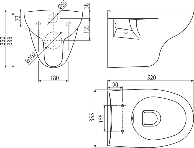 ALCA WC závěsné WC RIMFLOW