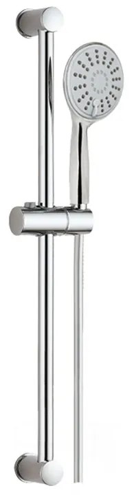 Mereo, Sprchová souprava, třípolohová sprcha, šedostříbrná plastová hadice, nastav. držák, plast/chrom, MER-CB900W