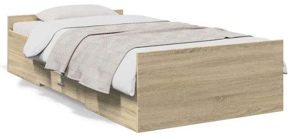 Rám postele se zásuvkami dub sonoma 90x190 cm kompozitní dřevo,  3280344